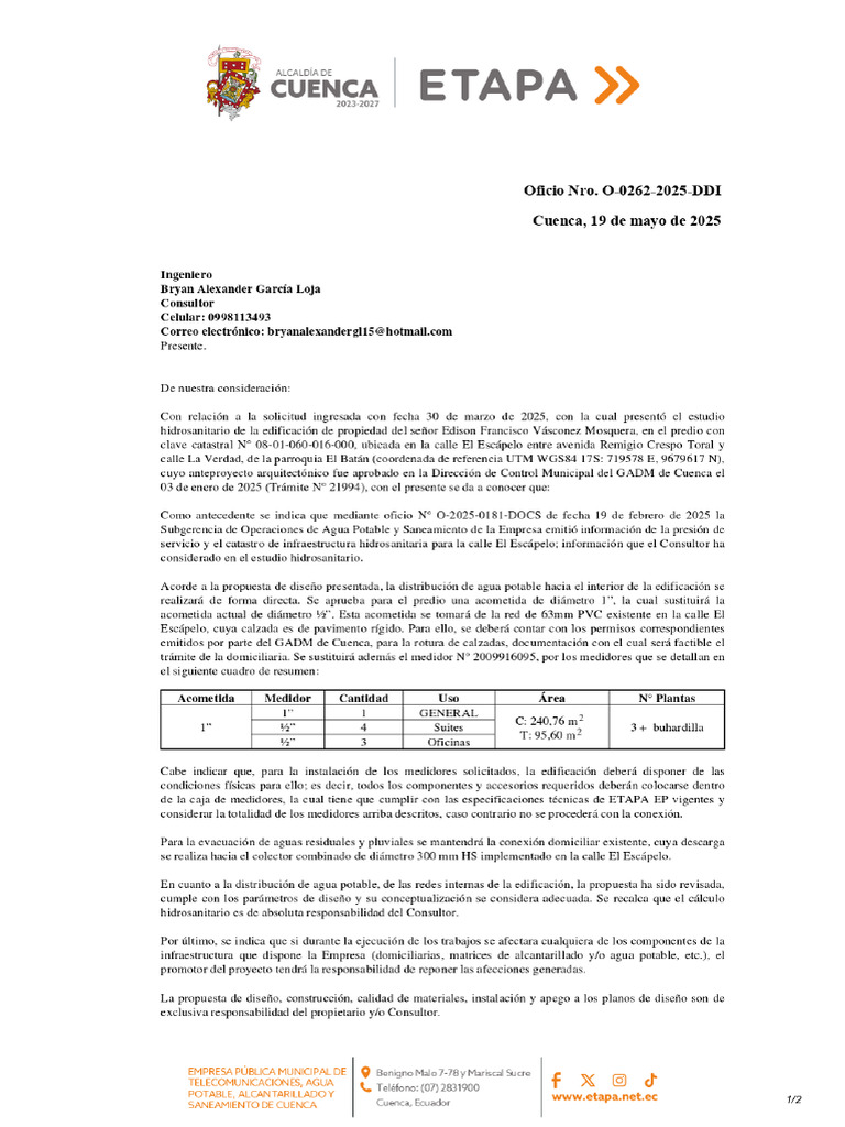 O-0262-2025-DDI (1) | PDF | Alcantarillado | Saneamiento
