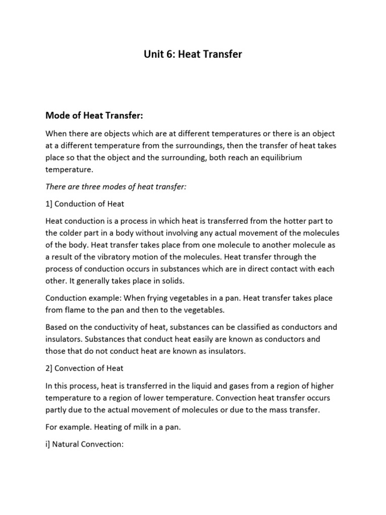 FTE Unit 6 Heat Transfer | PDF | Thermal Conduction | Heat Transfer