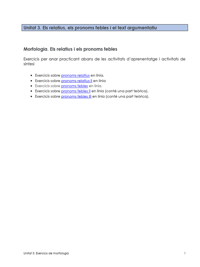 Unitat 3 Exercicis Morfologia | PDF