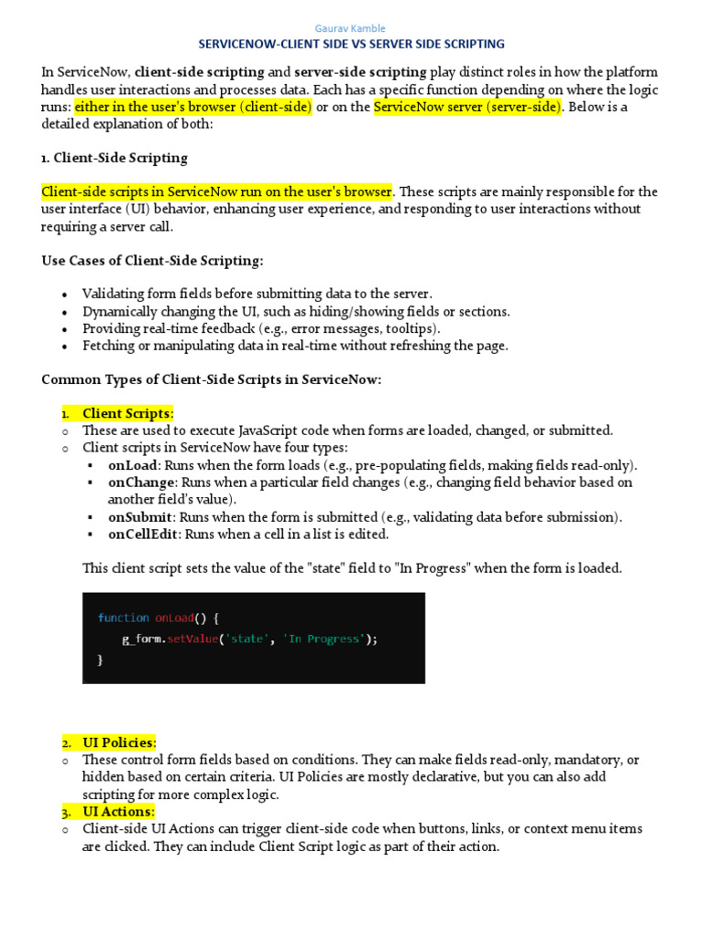 SN Client Side Vs Server Side Scripting | PDF | Client–Server Model ...