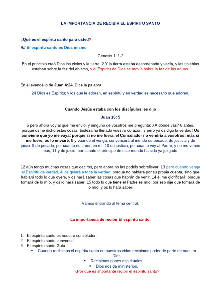 La Importancia de Recibir El Espiritu Santo | PDF