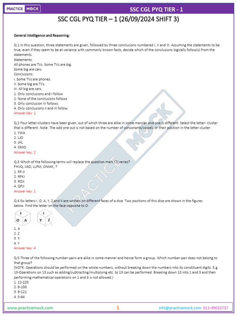 SSC CGL Pyq 2024 Tier - 1 (26 09 2024) Shift 3 | PDF | Climate Change | Greenhouse Gas