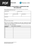 BTEC Learner Assessment Declaration Form | PDF | Computers