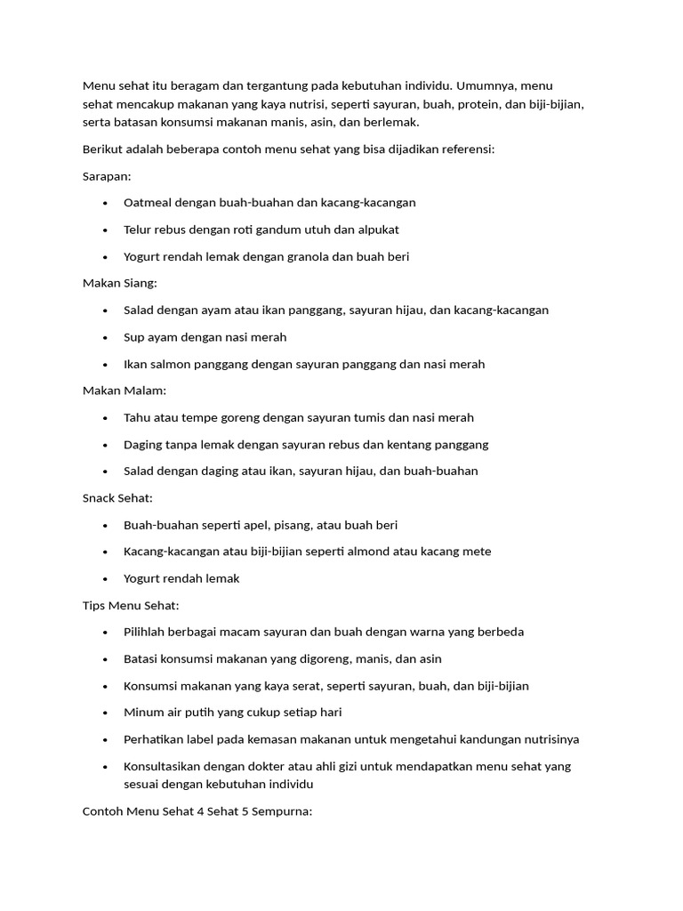 Menu Sehat | PDF