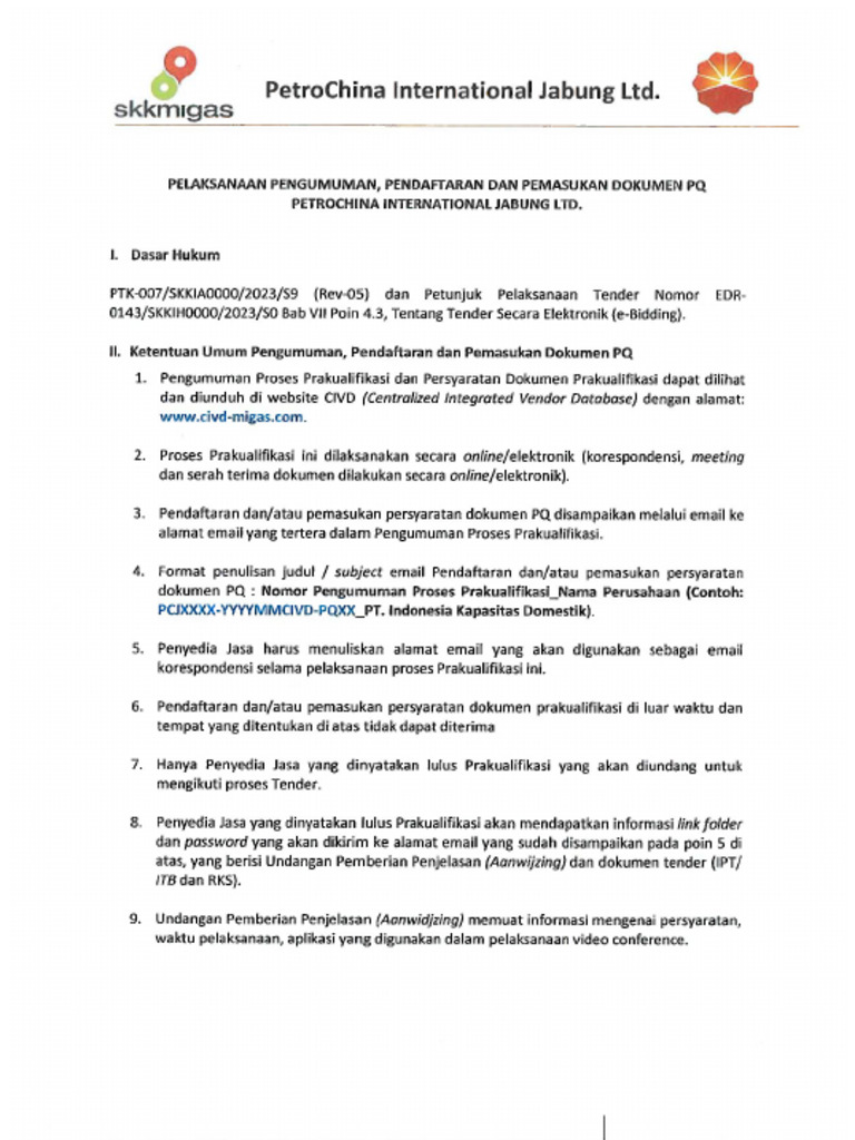 PCJ3667 Invitation PQ Process Announce CIVD | PDF