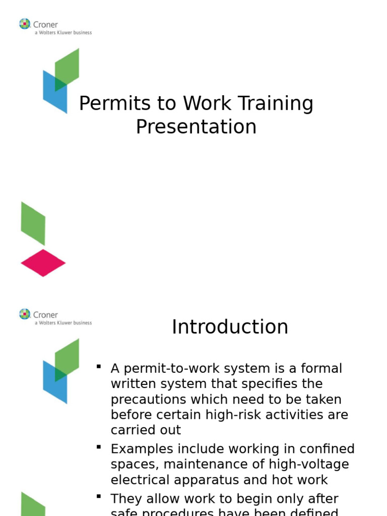 Permit-to-Work System Training Guide | PDF | Occupational Safety And ...