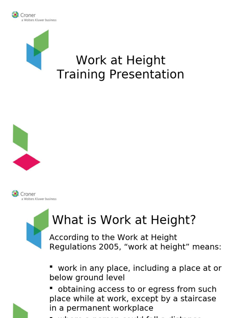 Work at Height Training Presentation | PDF | Scaffolding | Occupational Safety And Health