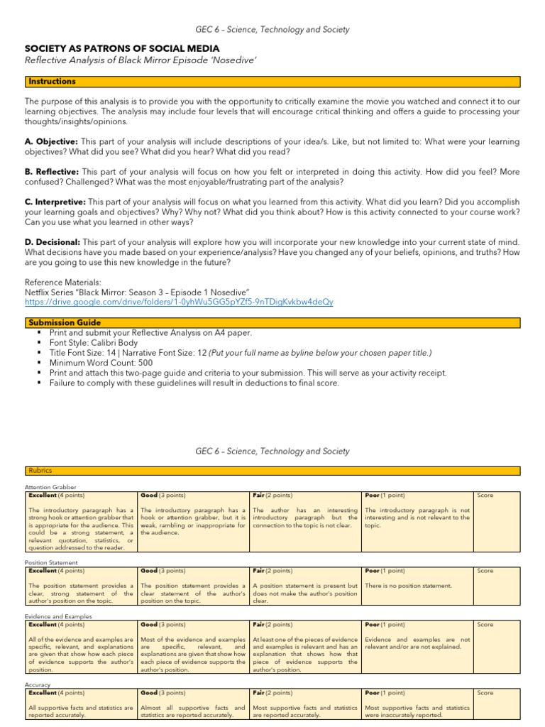 STS Reflective Analysis Matrix | PDF | Cognition | Cognitive Science