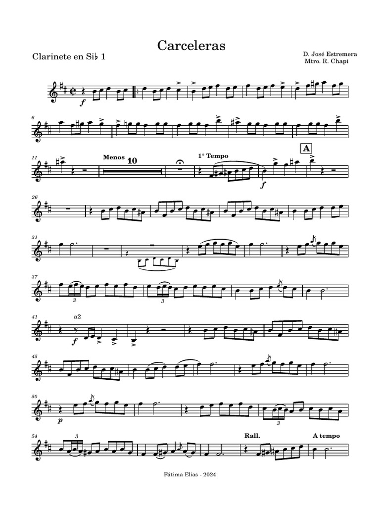 Carceleras - Clarinete 1 | PDF