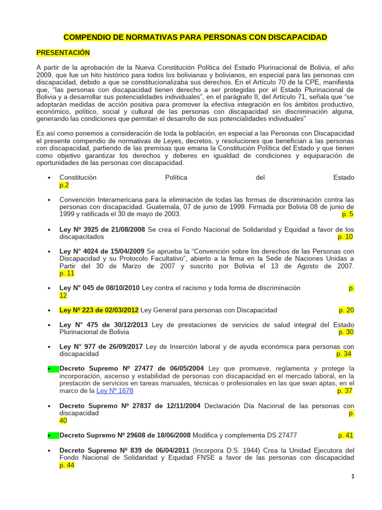 Compendio de Normativas para Personas Con Discapacidad | PDF ...