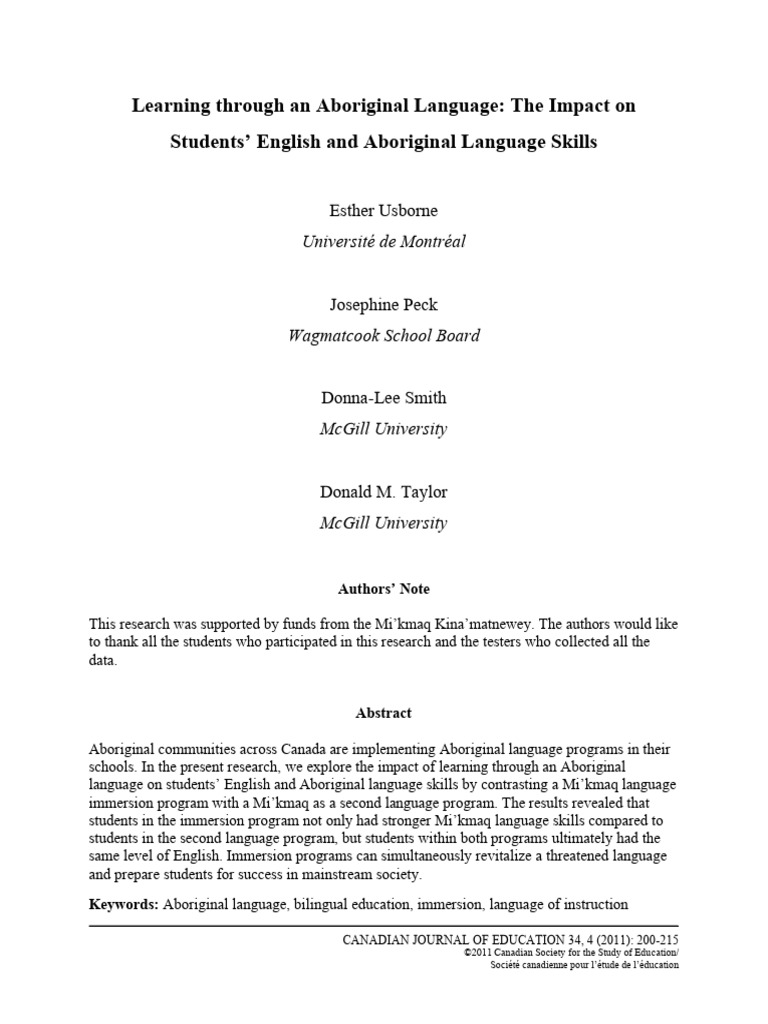 Learning Through An Aboriginal | PDF | Second Language | Hypothesis