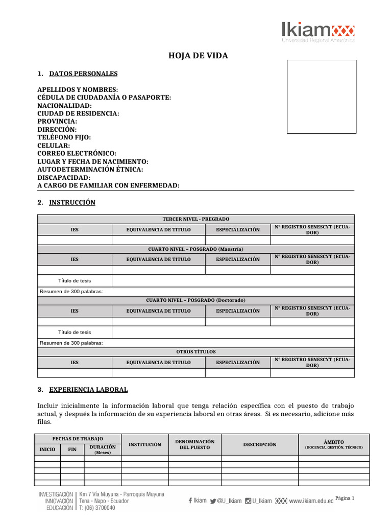 Hoja de Vida Profesional Completa | PDF | Diploma