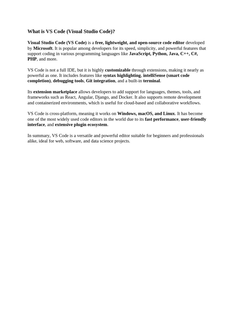 What Is VS CODE | PDF