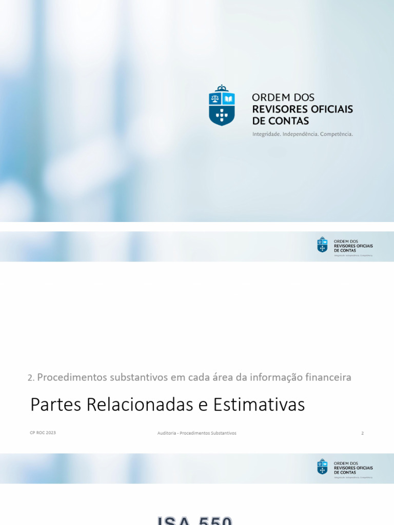 Auditoria - Procedimentos Substantivos - Estimativas Partes ...