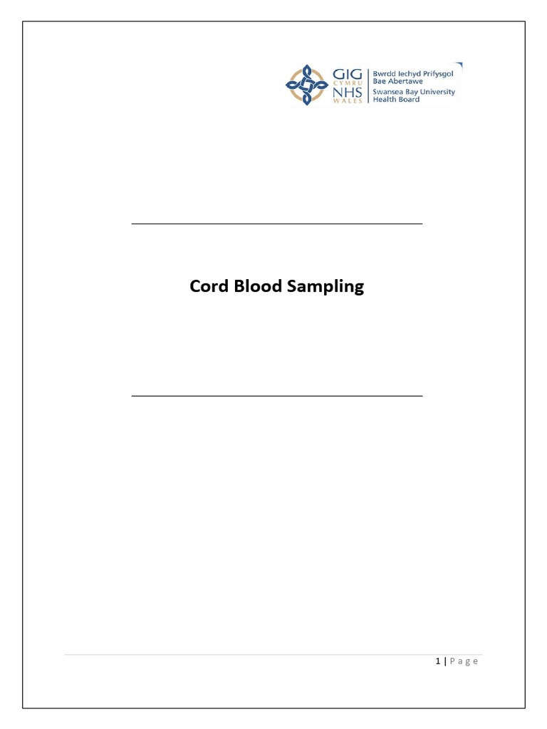 Cord Blood Sampling Guidelines | PDF | Childbirth | Infants