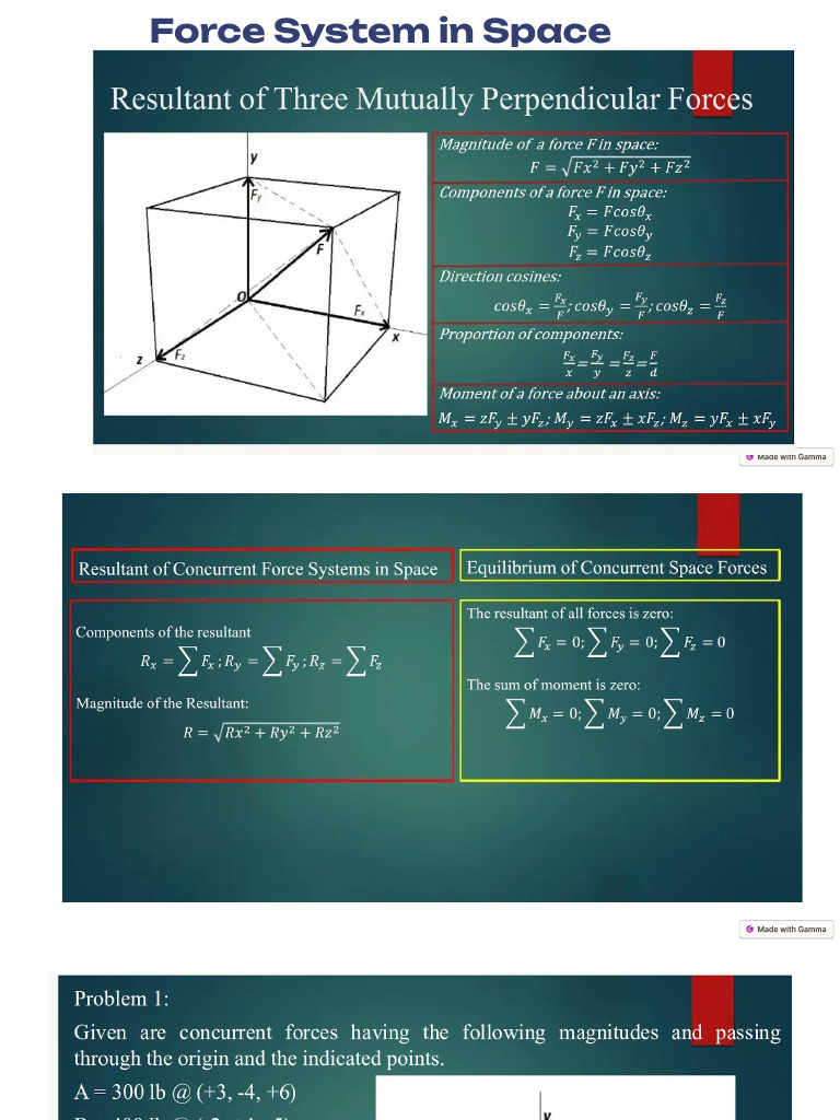 Statics of Rigid Bodies Force System in Space CENTRIODS Moment of Inertia | PDF