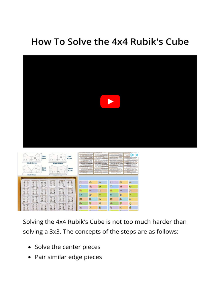 How To Solve The 4x4 Rubik's Cube | PDF | Recreational Mathematics ...