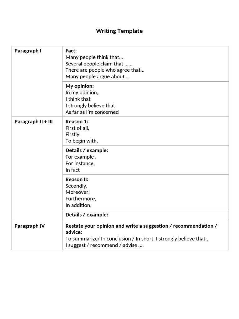 Writing Template | PDF