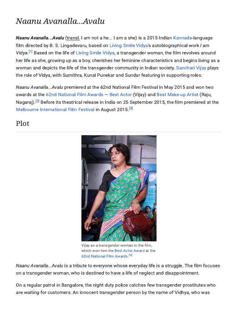 Naanu Avanalla...Avalu: A Transgender Journey | PDF | Cinema Of India