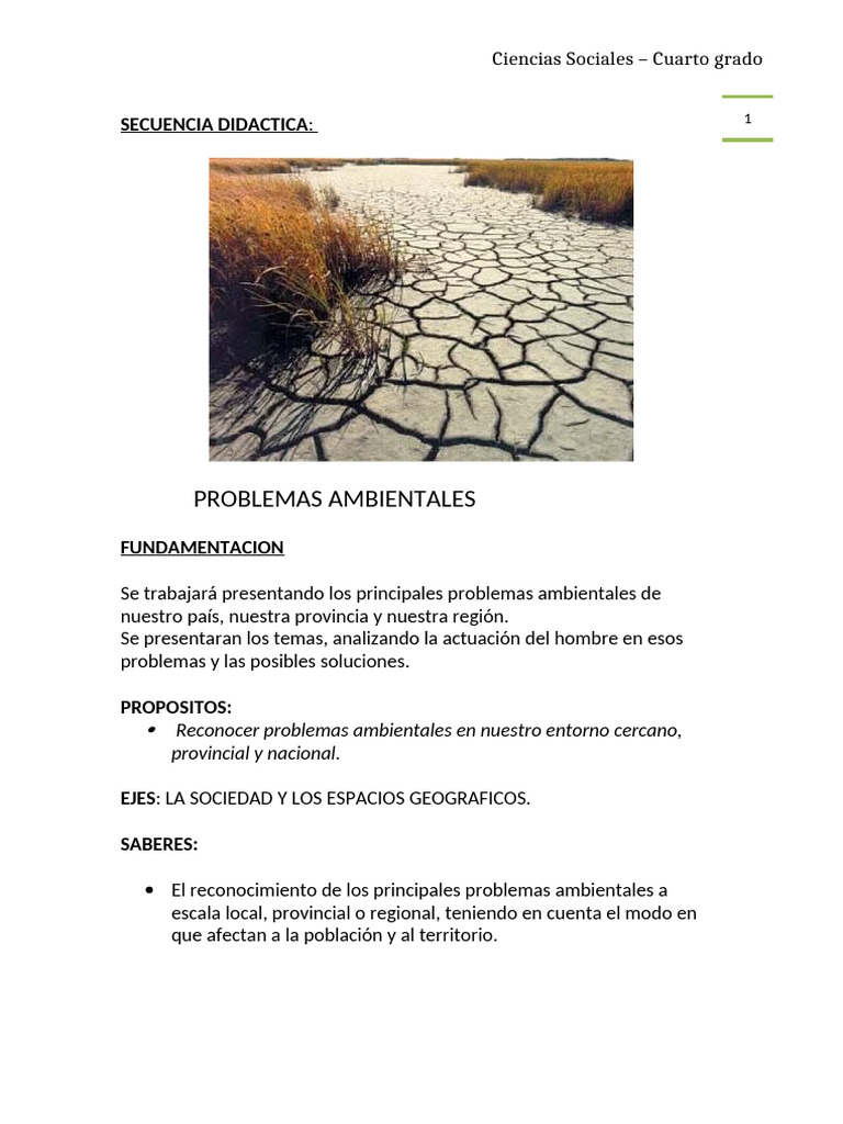SECUENCIA DIDACTICA Sociales Recursos Naturales | PDF | Entorno natural ...