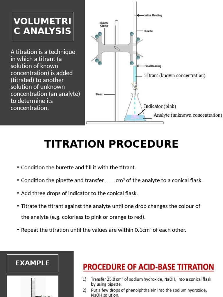 Volumetric Analysis Presentation | PDF | Titration | Chemistry