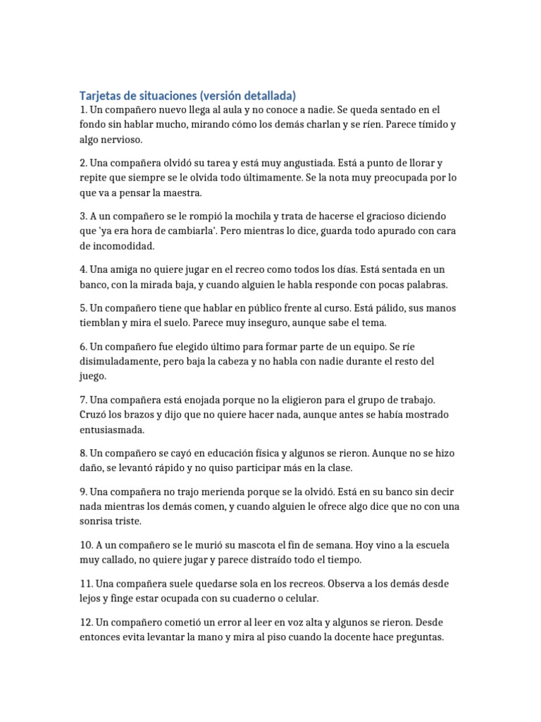 Tarjetas Empatia 6to Detalladas | PDF