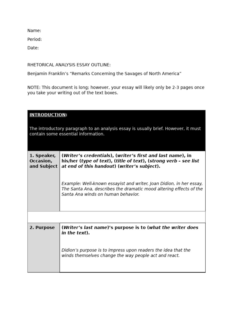 Outlining The Rhetorical Analysis | PDF | Essays | Emotions