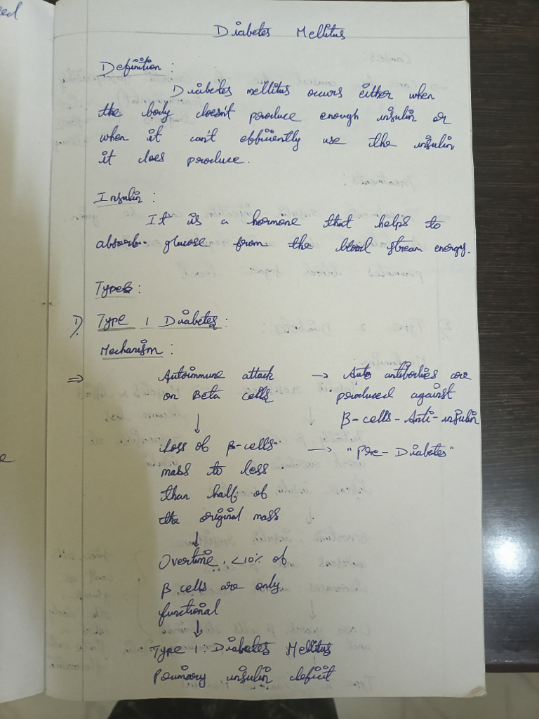 Diabetes Mellitus - Best Handwritten Short Note For Pathology | PDF