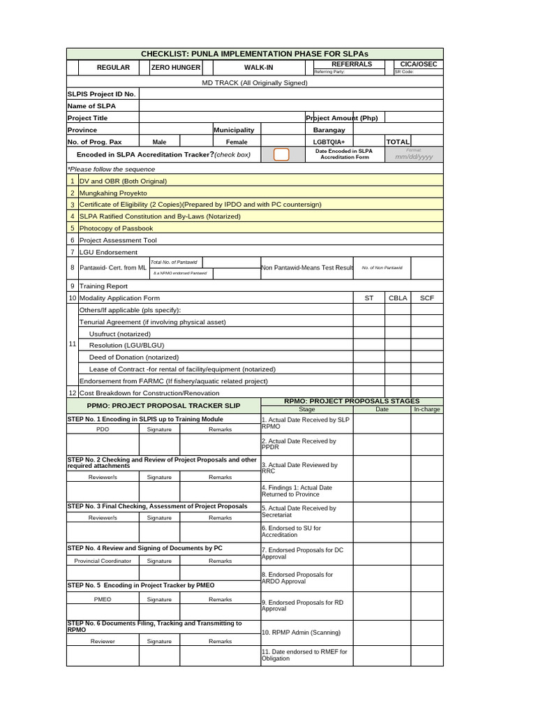 Punla Implementation Phase Checklist | PDF