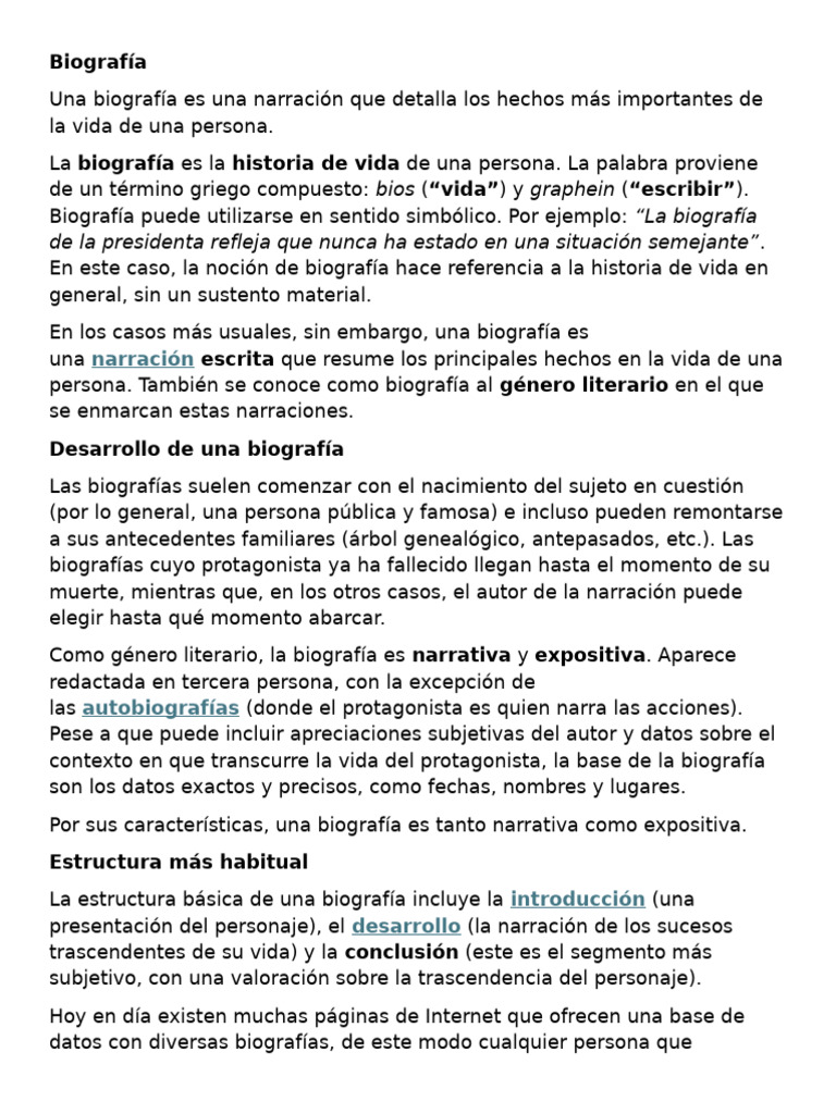 Biografía | PDF | Narración | Biografía