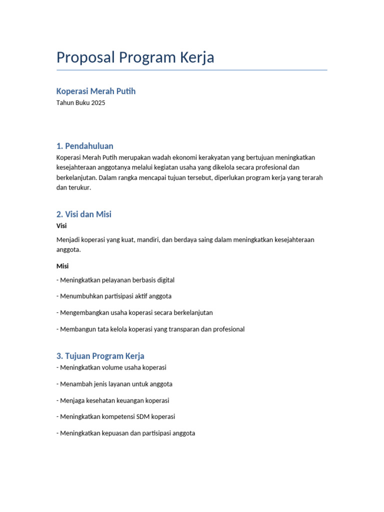 Proposal Program Kerja Koperasi Merah Putih | PDF