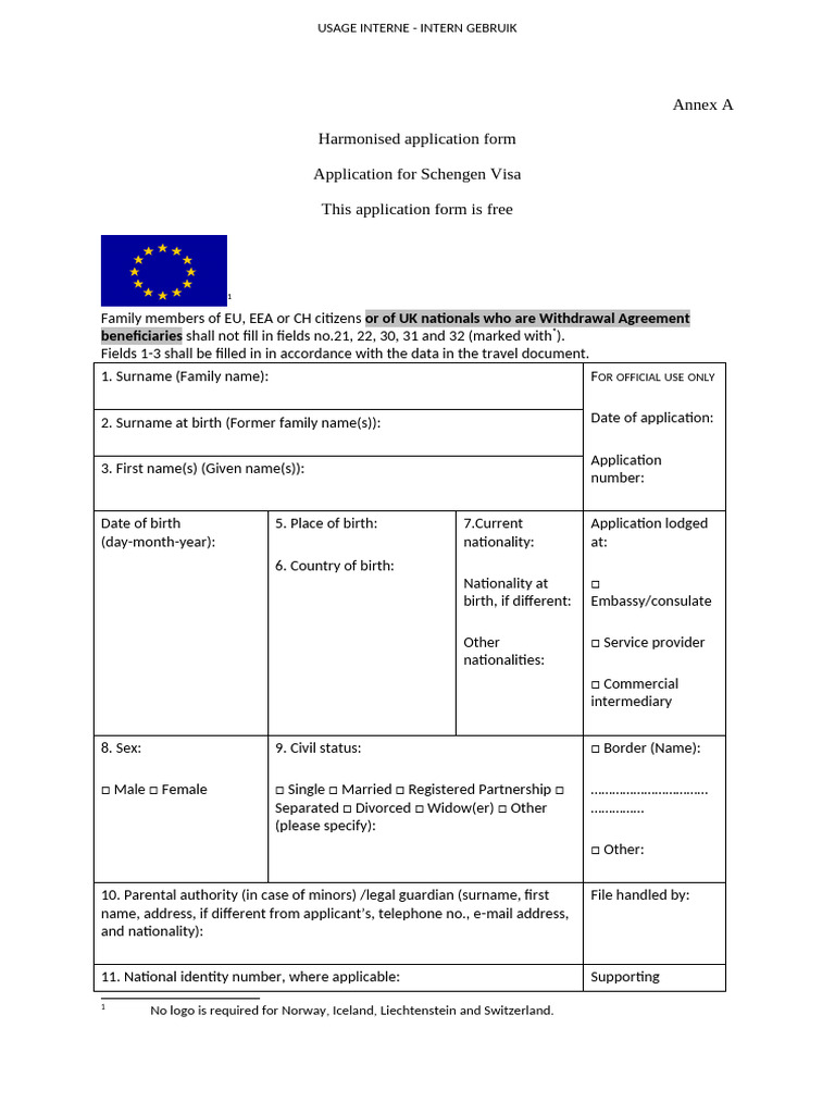 Application For Schengen Visa | PDF | Travel Visa | Government And ...