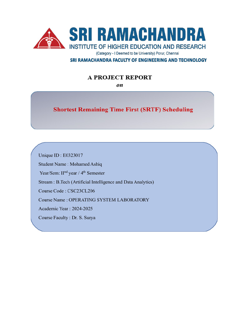 Shortest Remaining Time First Srtf Scheduling Pdf Scheduling Computing Process Computing