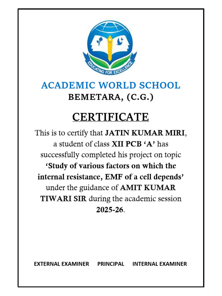 Certificate of Physics | PDF