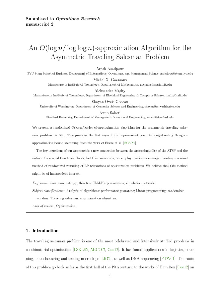 Atsp | PDF | Linear Programming | Graph Theory