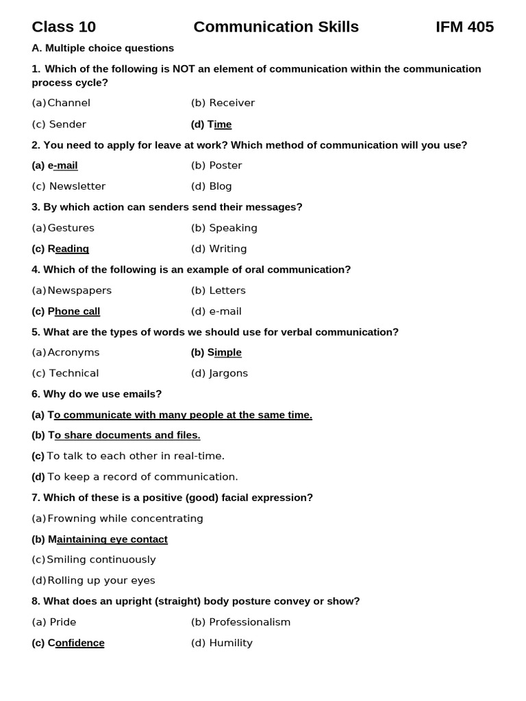 Chapter1 - Communication Skills Class 10 | PDF | Communication | Nonverbal Communication