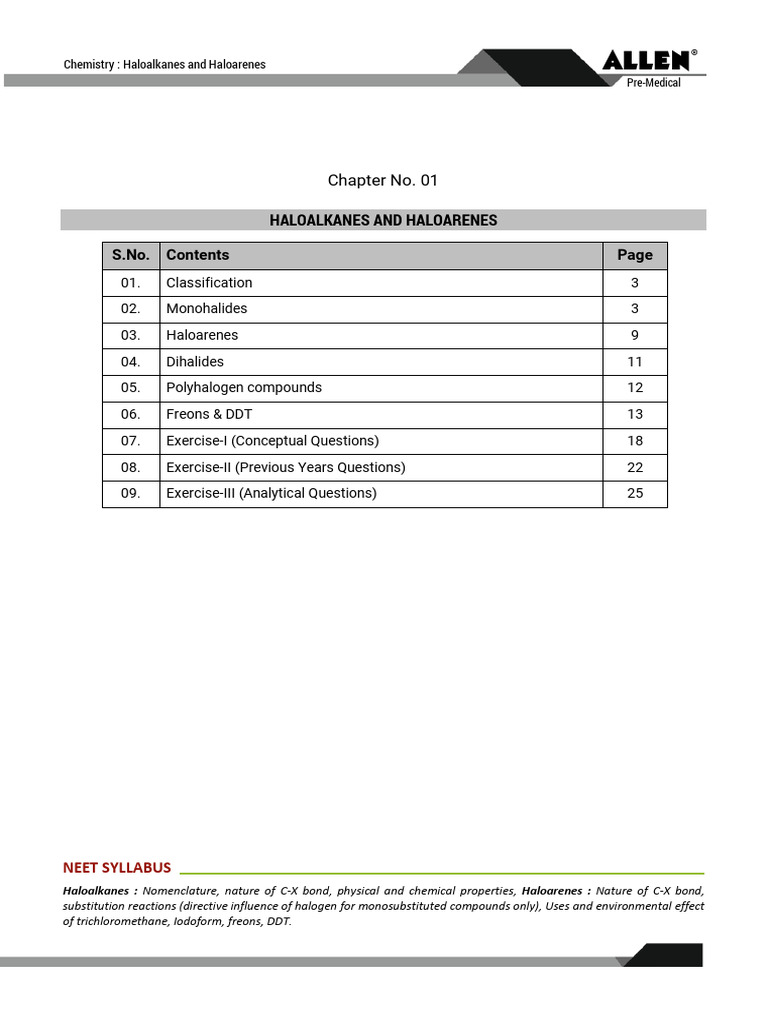 Haloalkanes and Haloarenes: Chapter No. 01 | PDF | Physical Chemistry | Chemical Compounds