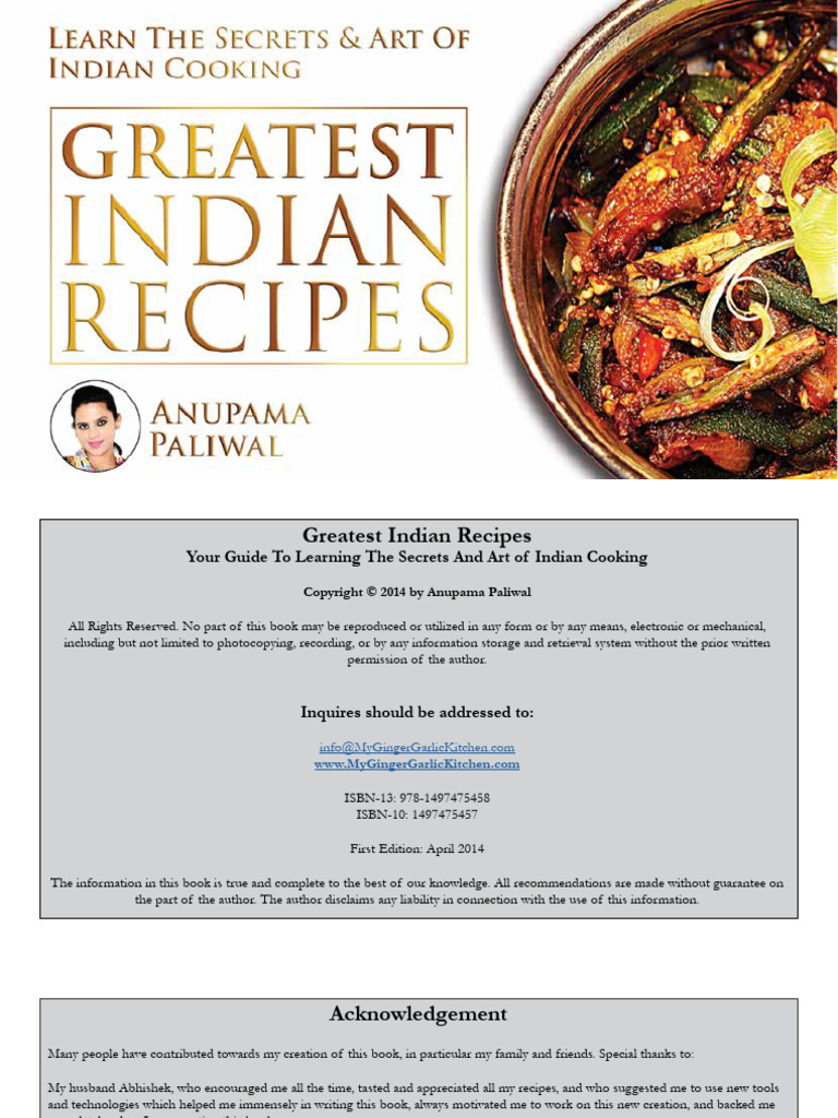 Greatest Indian Recipes by Anupama Paliwal Lowres 2 | PDF | Indian ...