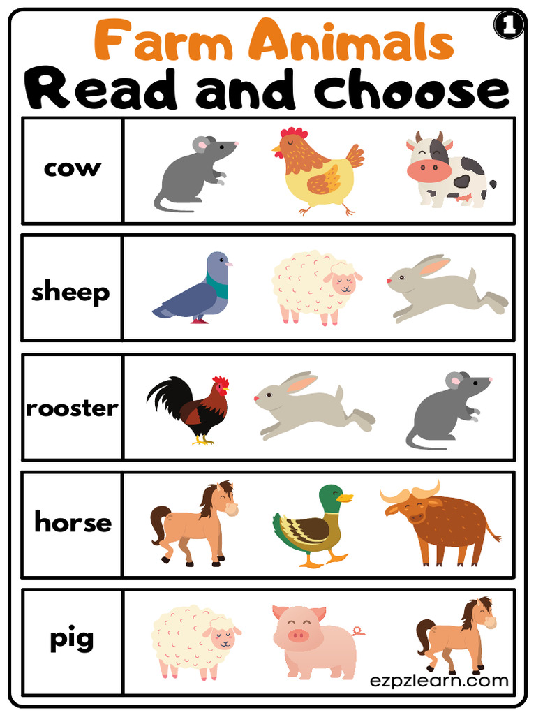 1 Farm Animals Read and Choose | PDF