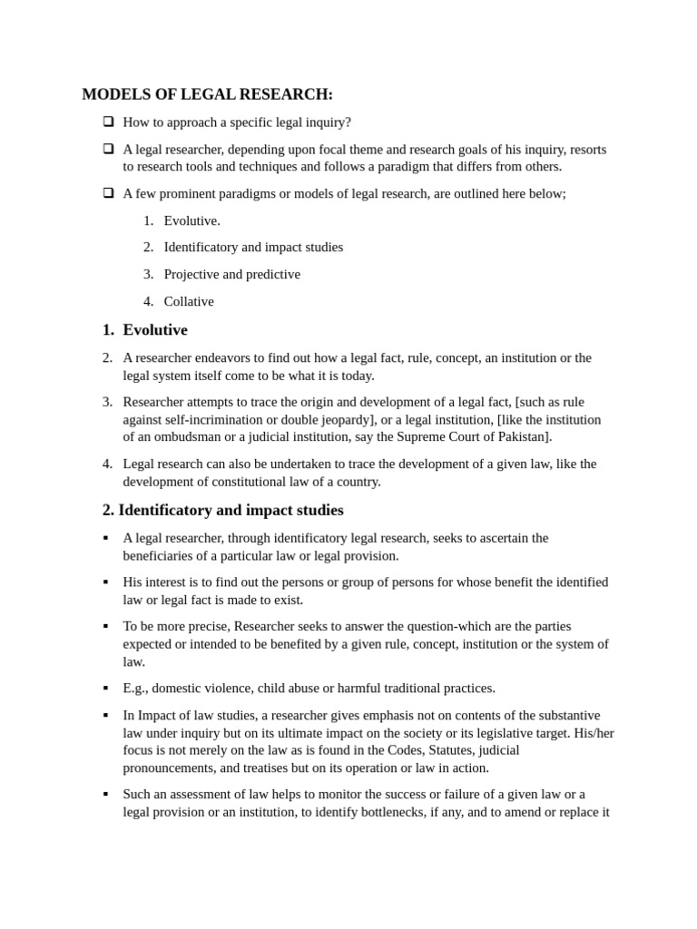 Legal Research Models and Trends Overview | PDF | Interdisciplinarity ...