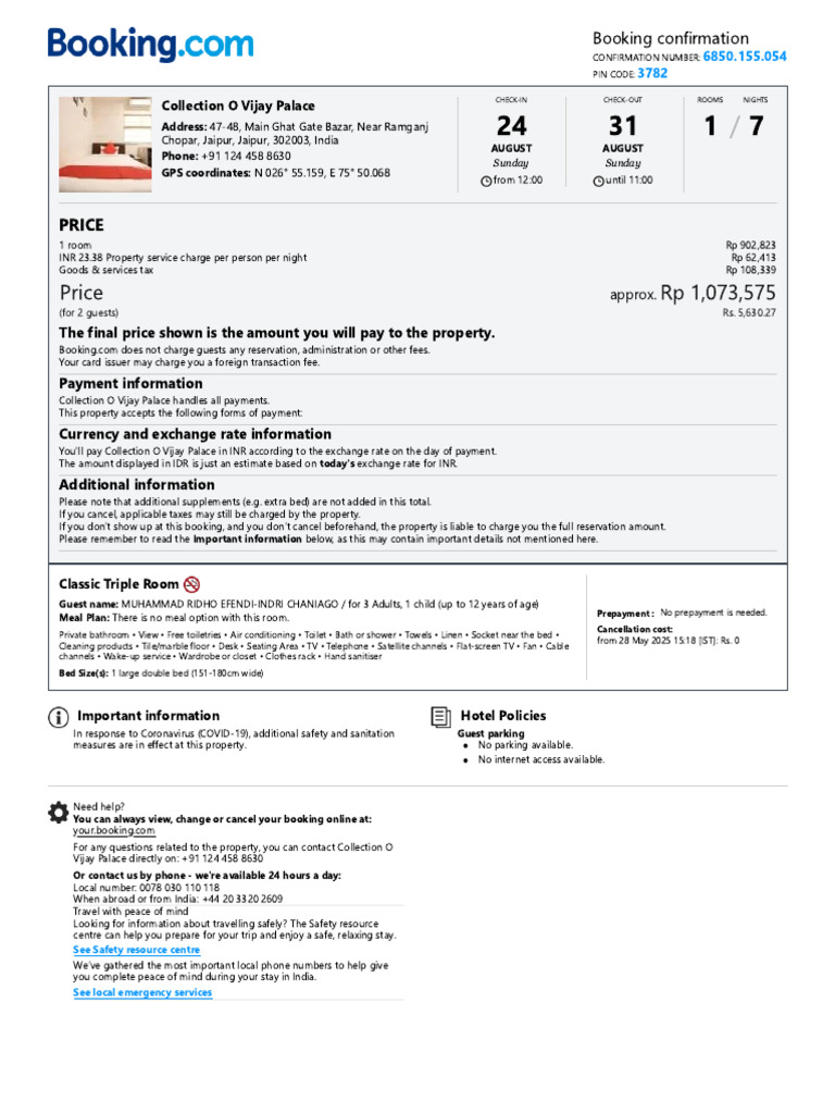 Booking Confirmed | PDF