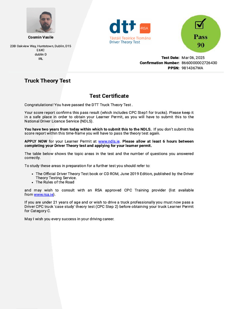 Prometric - Report View. Permis | PDF | Driver's License | Vehicle Operation