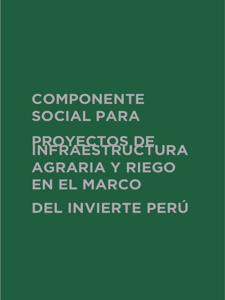 PDF Guia Del Componente Social para Proyectos de Riego Compress | PDF
