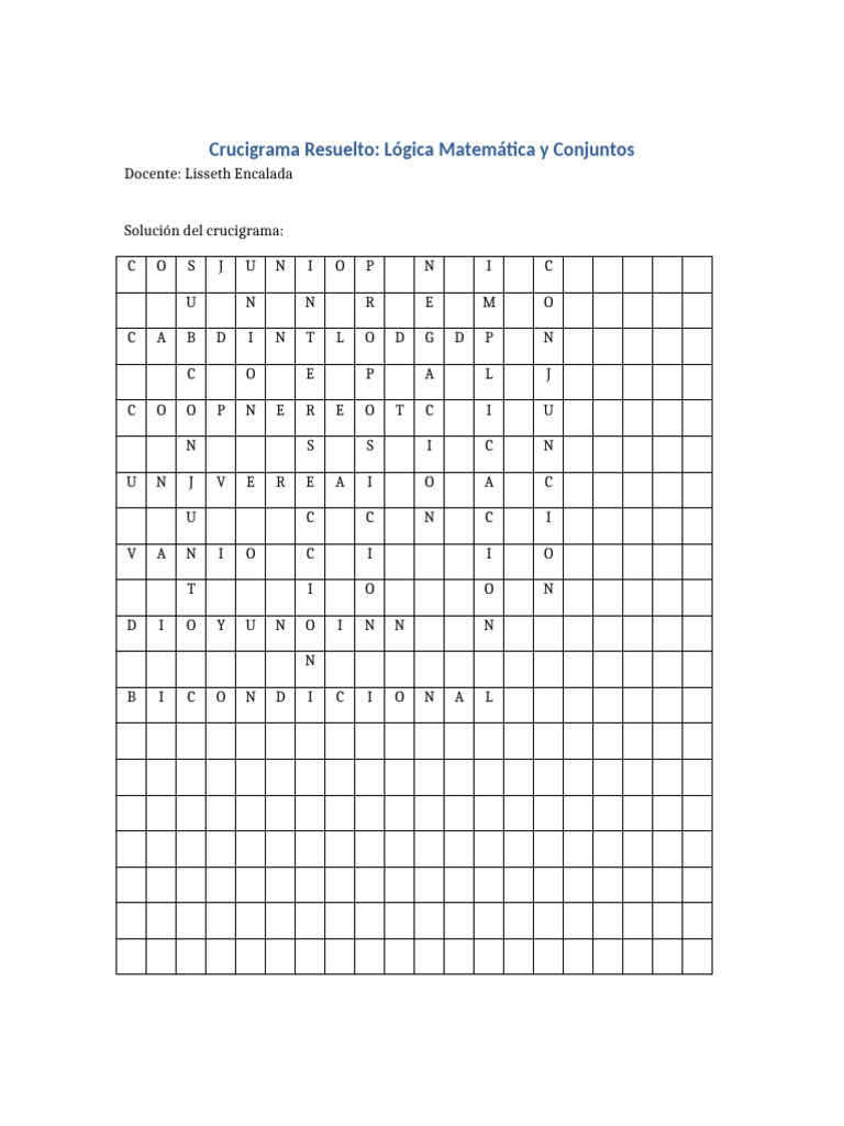Crucigrama Resuelto Lisseth Encalada | PDF