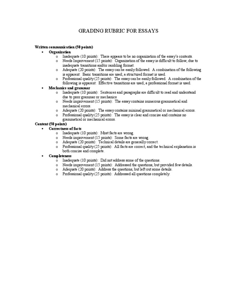 Essay Grading Rubric Guide | PDF | Computers