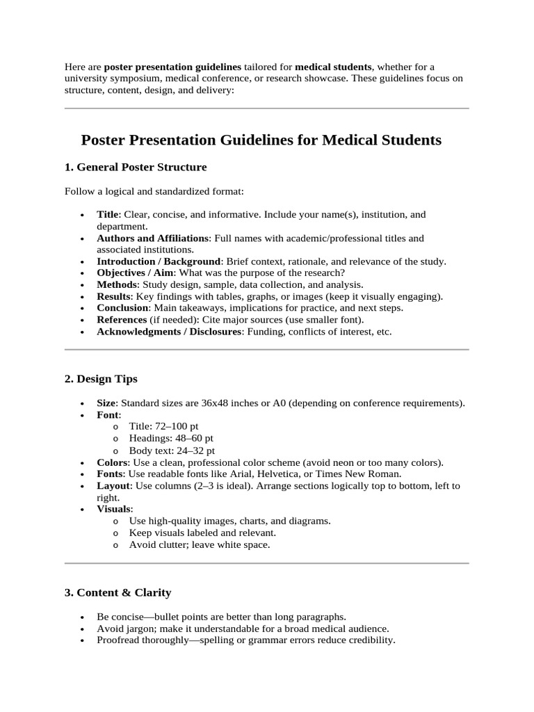 Medical Student Poster Presentation Guide | PDF | Proofreading | Typefaces
