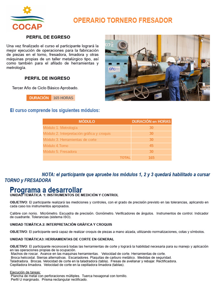 Op Tornero Fresador | PDF | Engranaje | Perforar