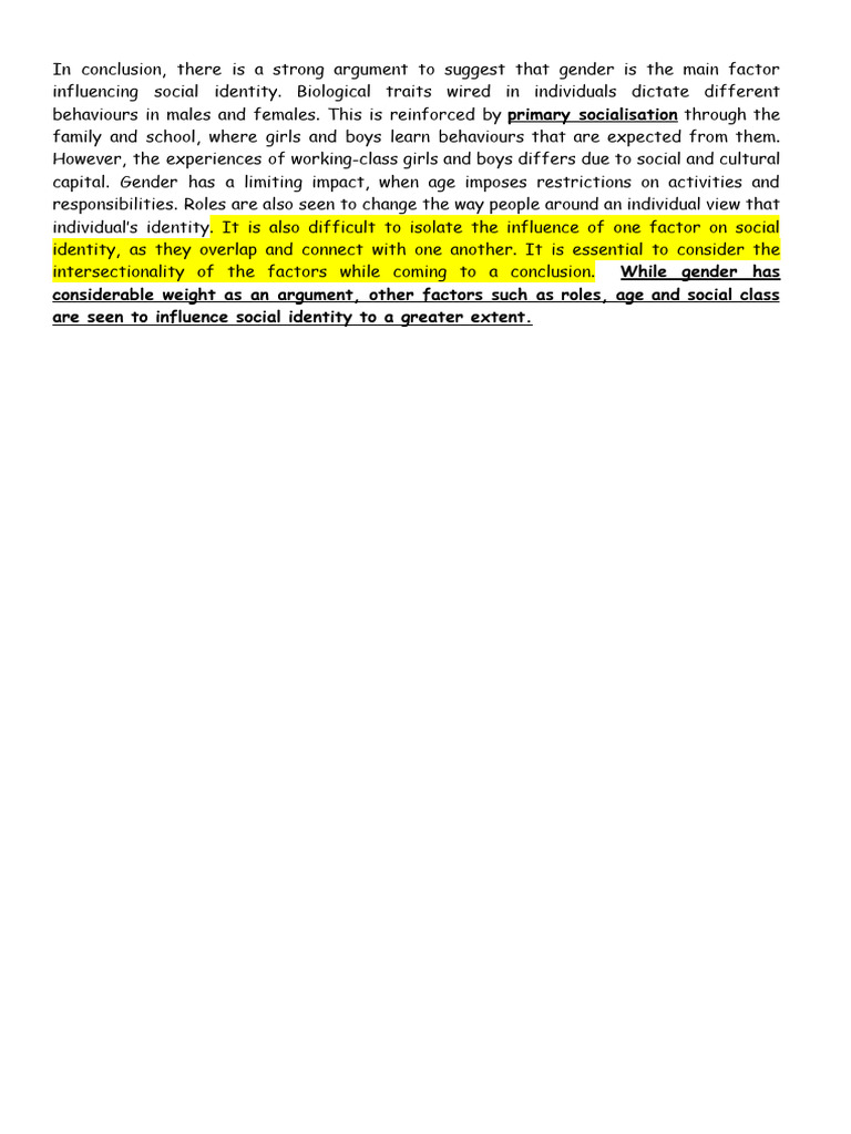 Social Identity Essay Conclusion | PDF