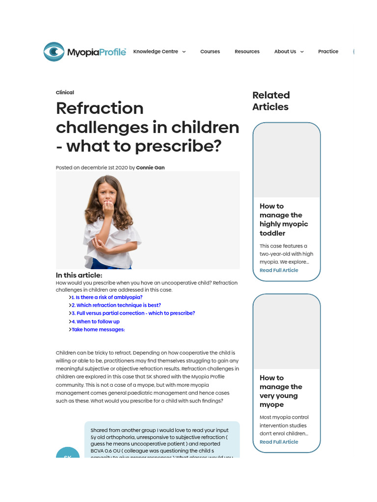 Cyclo Retinoscopy in Pediatric Refraction | PDF | Optometry | Visual System