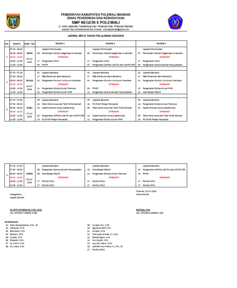Jadwal Dan Hadir Pemateri Mpls 2024-2025..-1-2 | PDF